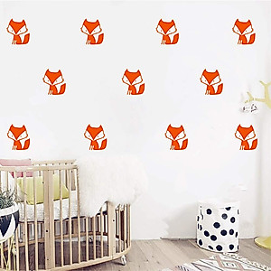 36 Set Orange Forest Fox Pattern Wall Sticker-Kids Nursery Bedroom Home Decoration Vinyl Sticker-DIY Chiildren Room Living Interior Decor Sticker