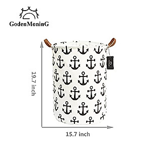 laundry baskets,bedroom hamper,kitchen organization,GodenMoninG 62.8L Waterproof Round Cotton Linen Collapsible storage basket. (Anchor)
