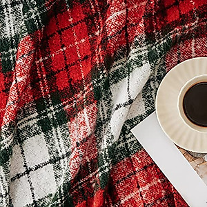 G Lake Christmas Plaid Throw Blanket Green Red Super Soft Faux Cashmere with Tassels for Couch Sofa Halloween Home Decor 50in x 60in (Xmas)