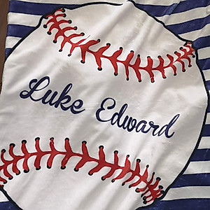 Personalized Baseball Newborn Gift for Baby Custom Blanket with Baby Name, Super Soft Fleece, 31x47 Inch
