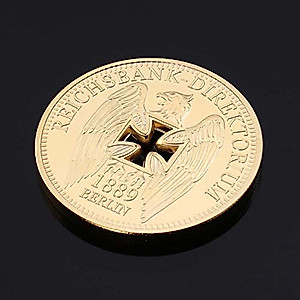 Amosfun German Imperial Bank Gold-Plated Commemorative Coins Germany Cross Eagle Challenges Coin Collectibles