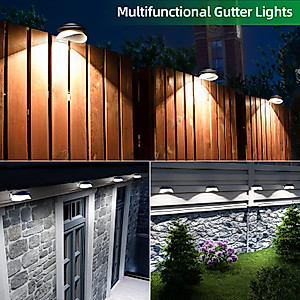 JSOT Solar Fence Lights, Bright Security Outdoor Backyard Lights Waterproof, Patio Decor Sign Lighting for Eaves Deck Pathway Garden Garage Stairs Wall 2 Installations Methods - White Light, 6 Pack