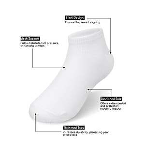 URATOT 24 Pairs Kids' Low Cut Socks Boys' or Girls' Half Cushion Socks Athletic Ankle Socks