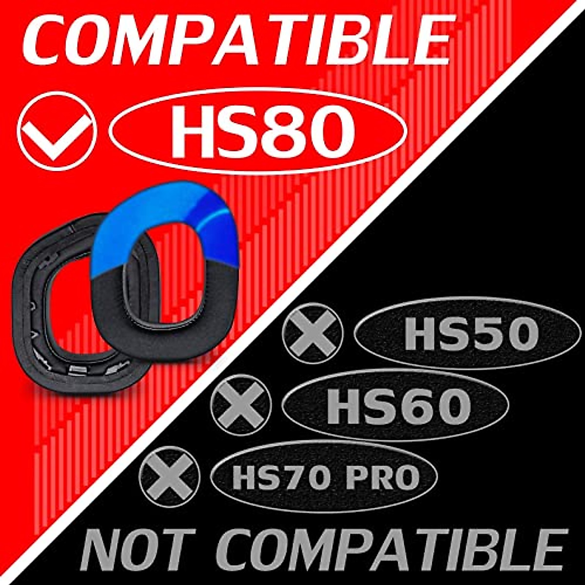 HS80 Cooling Gel Ear Pads Compatible with HS80 Headset I Thicker Enhanced Memory Foam - More Breathable Comfort by DIMOST