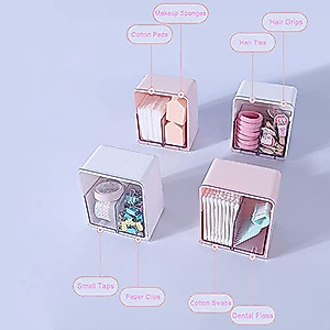 Hikinlichi Cotton Swab Ball Organizer Q-Tips Container Cotton Pads Holder Cosmetic Makeup Pads Dispenser Box 2 Sections with Clear Lid for Bathroom Washroom Countertop Home Office Desktop Storage