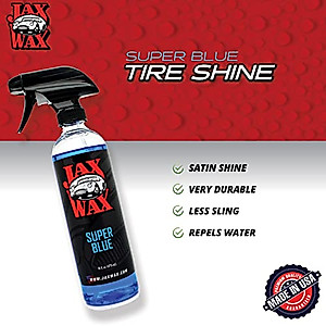 Jax Wax Super Blue Solvent - Commercial Grade Solvent Based Tire Dressing for Rubber, Plastic, and Vinyl, Tire Shine for Wet Looking Wheels – 16 Oz