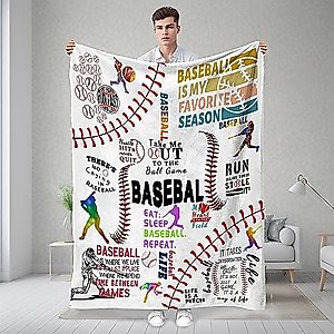 Baseball Gifts for Boys 8-12,Baseball Blanket Warm Soft Baseball Throw Blankets 60X50 Inches,Baseball Gifts Baseball Lovers/Team Player Blankets Gift for Girls Boys Men (Baseball)