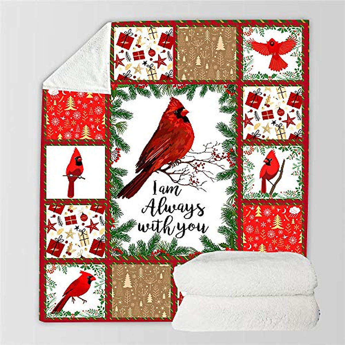 Cardinals Birds Sherpa Blanket Super Soft Throw Fleece Warm Blanket for Bedroom Couch Sofa Living Room 51x59