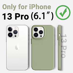 AOTESIER Compatible with iPhone 13 Pro Phone Case, [Military Shockproof Protection] Liquid Silicone Case with [Soft Anti-Scratch Microfiber Lining] Camera & Screen Protection 6.1 inch, Tea Green