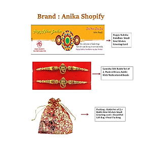 Anika Shopify Rakhi for brother, Best unique bracelet Shape in Square OM , BTOTHER and TORTOISE Made of Brass Gift, Wrist bands Brother/ Sibling, Sister, Father Family Member -Set 3