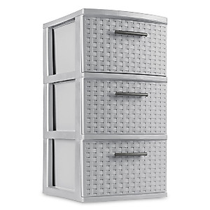 AYOYZ 3 Drawer Weave Tower Plastic, Cement