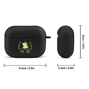 Sedoied Coat of Arms of Guatemala Earphone Protective Cover Soft Skin Durable Antidrop Case for AirPods Pro with Keychain, black-style, One Size