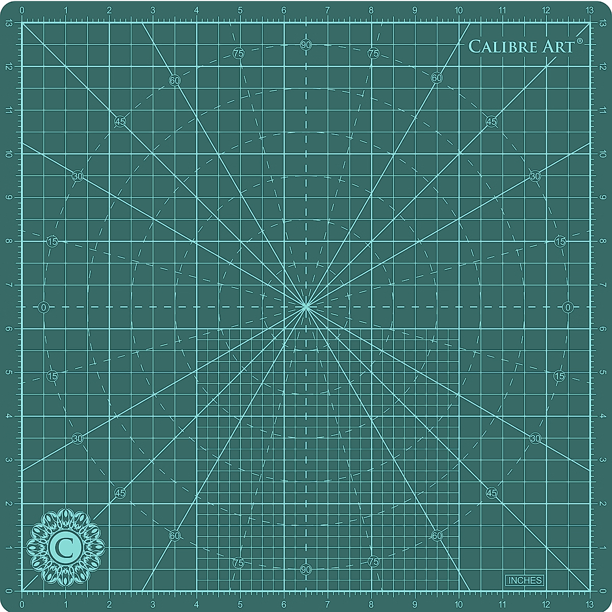 Calibre Art Rotating Self Healing Cutting Mat 14x14 (13" Grid), Perfect for Quilting & Art Projects