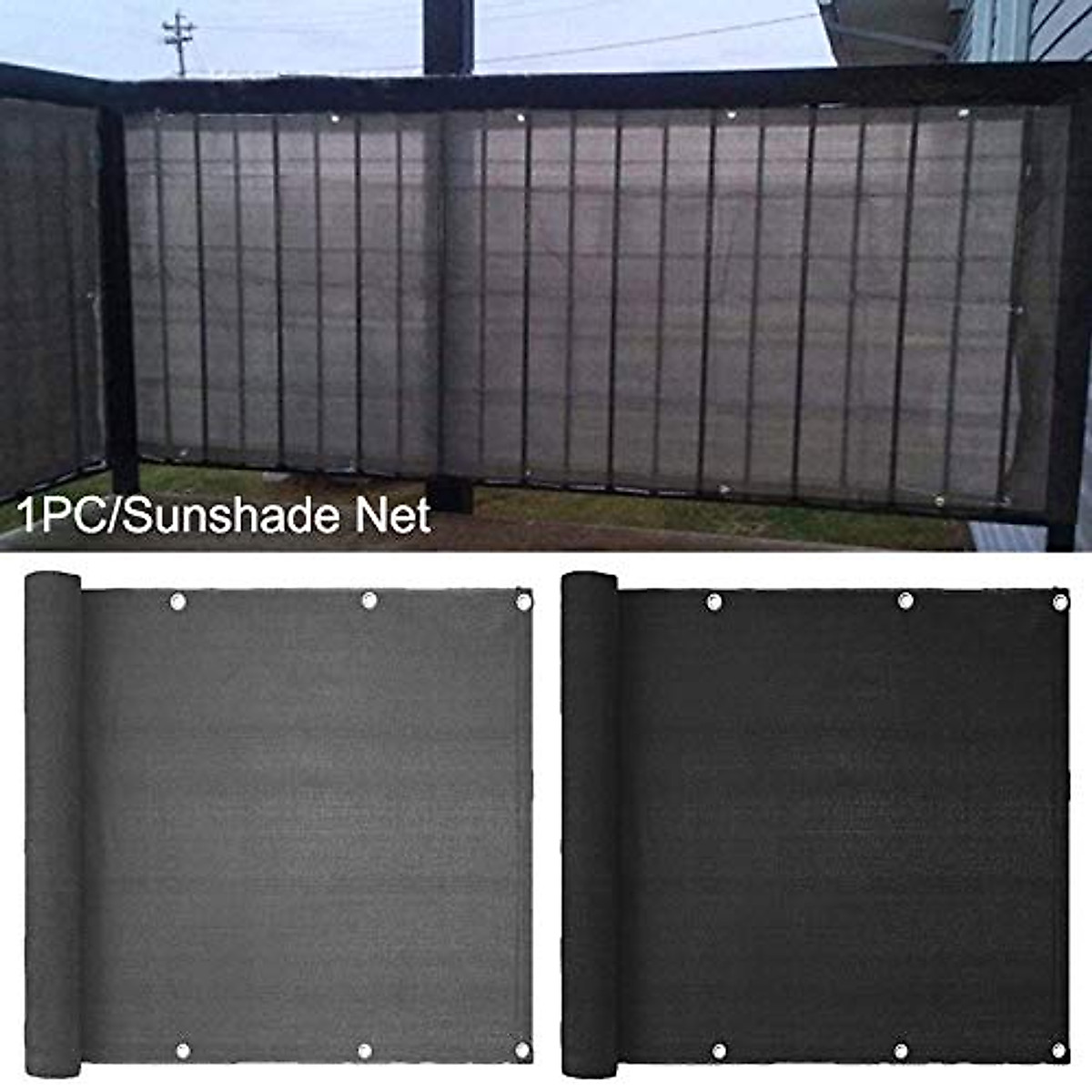 RESOYE 16ft x 3ft 90% Heavy Duty Shade Cloth, Mesh Sun Block Fabric with Grommets, Balcony Privacy Screen Cover Fence Privacy Screen for Wind Outdoor Apartment Railings