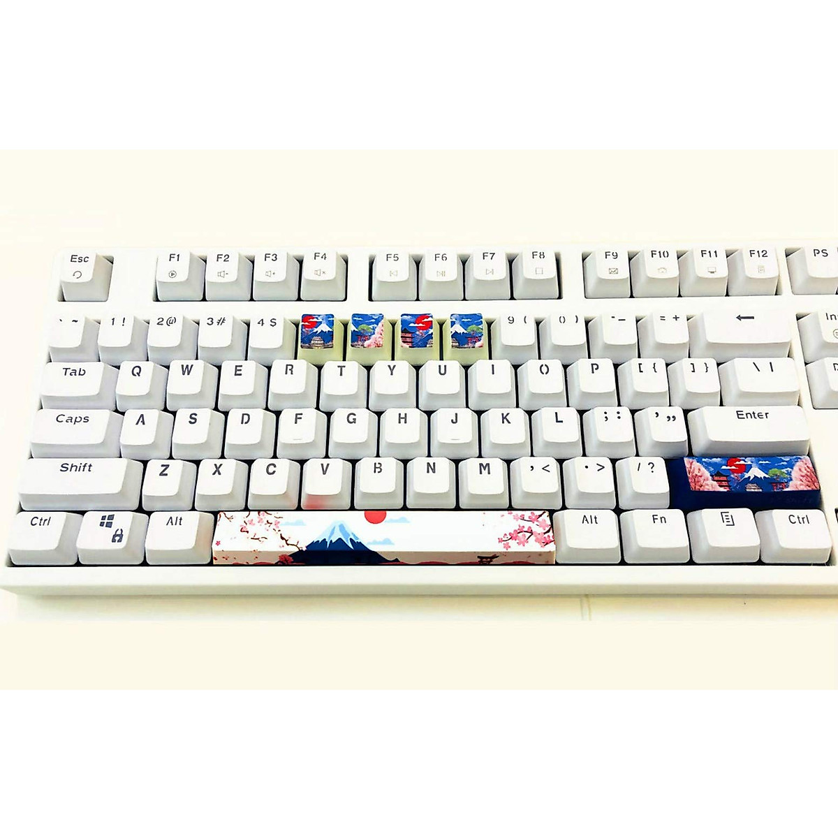 Mount Fuji Pink Sakura 6.25u Spacebar Keycap 2.75x Shift R4/ESC PBT Keyset Dye-Sublimation Artisan Switch OEM Profile for Cherry RGB MX Mechanical Gaming Keyboards (6.25x Spacebar Keycap)