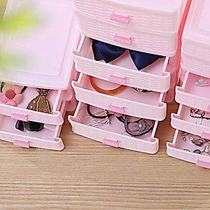 DOITOOL Storage Containers Desktop Jewelry Storage Drawer Makeup Organizer Earring Holder Stand Cosmetic Storage Container for Home Girl Bedroom (Pink) Desk Organizer Caddy