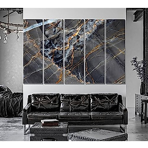 Yellow and Dark Gray Marble Canvas Print 3 Panels / 36x24 inches