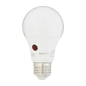 Amazon Basics 60W Equivalent Dusk to Dawn Sensor, Non-Dimmable, A19 LED Light Bulb, Daylight White, 2-Pack