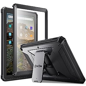 Fintie Case for Amazon Fire HD 10 and 10 Plus Tablet (11th Generation 2021 Release), [Tuatara] Rugged Unibody Hybrid Kickstand Cover w/Built-in Screen Protector, Black