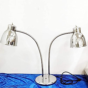 KOUWO Food Heat Lamps with Dual 250w Bulbs Food Warmer Lights Food Heating Warmer Lamp Restaurant Kitchen Buffet Warmer Table (Double Head)