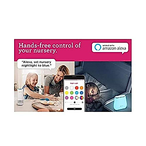 Project Nursery Bluetooth Smart Sound Soother with Multi-Color Nightlight, Alexa Enabled, Voice Control, 3 Natural Sounds, 3 Lullabies, Power Adapter Included