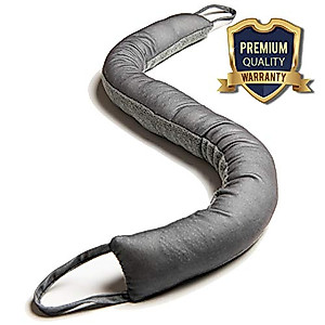 37” Weighted Door Draft Stopper (2.2 Lbs.) – Heavy Duty Noise and Air Blocker, Energy Saving Under Door Guard – Perfect Weather Stripping Door Sealer with Hook Tape (Grey) (Grey)