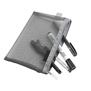 Topfinder Clear Cosmetic Bags Zip Makeup Mesh Bags Pencil Case Pouch Travel Toiletry Kit Set Storage Case ((6A+5A)*3 Grey)