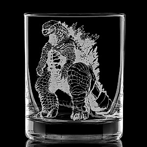 GOD ZILLA Engraved Whiskey Glass Rocks Glass - Perfect Gift!