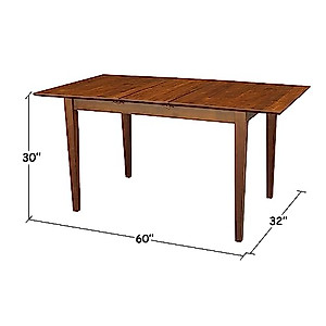 International Concepts Shaker Styled Leg Butterfly Extension Table, 48 to 60-Inch, Espresso