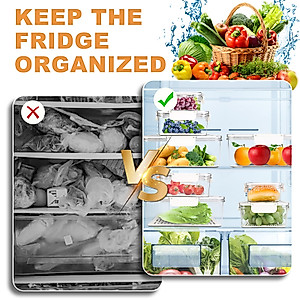 MOLINGRITAR Fruits Storage Container for Fridge, Plastic Refrigerator Organizer Bins Set of 3, Fresh Produce Saver Containers with lid and Handle, Time Dial and Vent Control Crisper Box