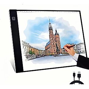 A4 Tracing Light Box Portable LED Light Table Tracer Board Dimmable Brightness Artcraft Light Pad for Artists Drawing 5D DIY Diamond Painting Sketchin