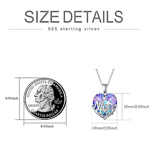 SLIACETE Purple Heart Crystal Necklace 925 Sterling Silver Niece Jewelry Birthday Gifts for Women Girls Niece