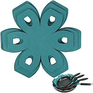 BYKITCHEN Pot Pan Protectors, Set of 6 & 3 Different Sizes, Felt Pot Protectors for Stacking, Cyan Pan Separators Protectors for Stacking and Protecting Your Cookware