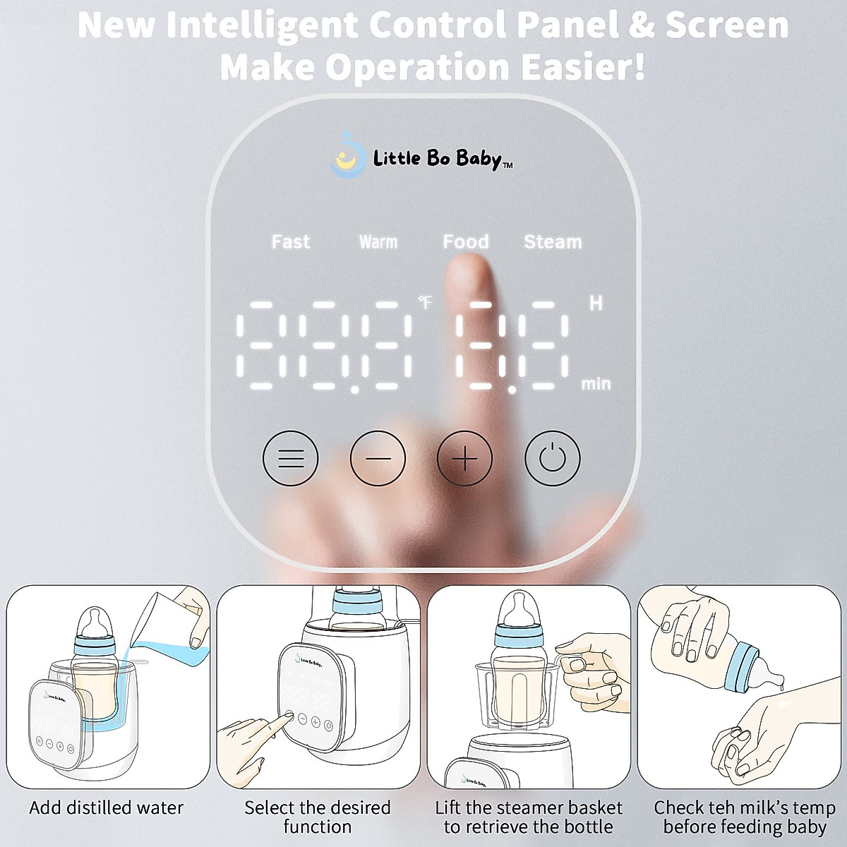 Little Bo Baby Bottle Warmer, 5 in 1 Bottle Warmer Fast Baby Bottle Warmer Baby Food Heater & Defroster Warmer
