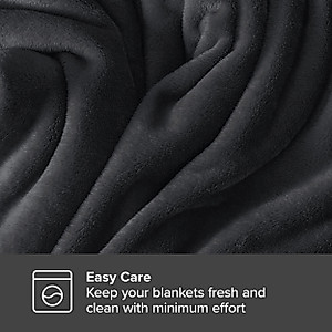 Bare Home Fleece Blanket - Twin/Twin Extra Long Blanket - Black - Lightweight Blanket for Bed, Sofa, Couch, Camping, and Travel - Microplush - Ultra Soft Warm Blanket (Twin/Twin XL, Black)