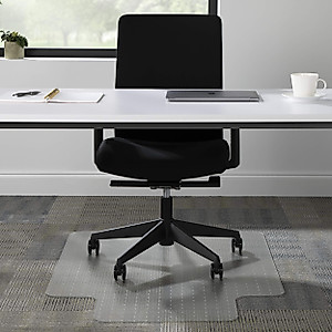 HON Basyx Commercial-Grade Polycarbonate Chair Mat with Lip for Low Pile Carpet, 36" x 47", Clear