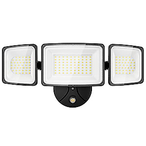 Onforu 100W Dusk to Dawn Led Outdoor Light, 9000LM Exterior Flood Security Lights, IP65 Waterproof 3 Adjustable Heads Security Lights Fixture, 6500K White Floodlights for Garage, Patio, Yard