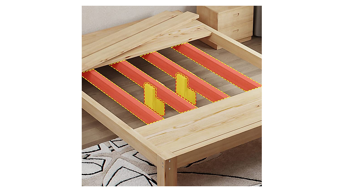 LITFAD Twin XL Solid Wood Bed Frame | No Box Spring Needed