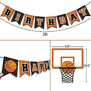 Basketball Happy Birthday Banner Slam Dunk Party Decoration Supplies Kids Teenagers Boys B-day Photo Prop Pennant Ideas NO DIY Required