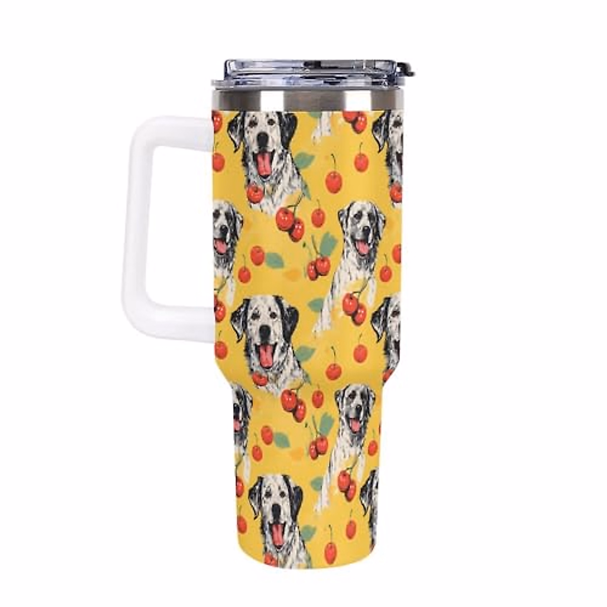 Labrador Retriever Dog Cherries 40 Oz Stainless Steel Cup Travel Tumbler with Handle and Straw Lightweight Coffee Mug for Home Office