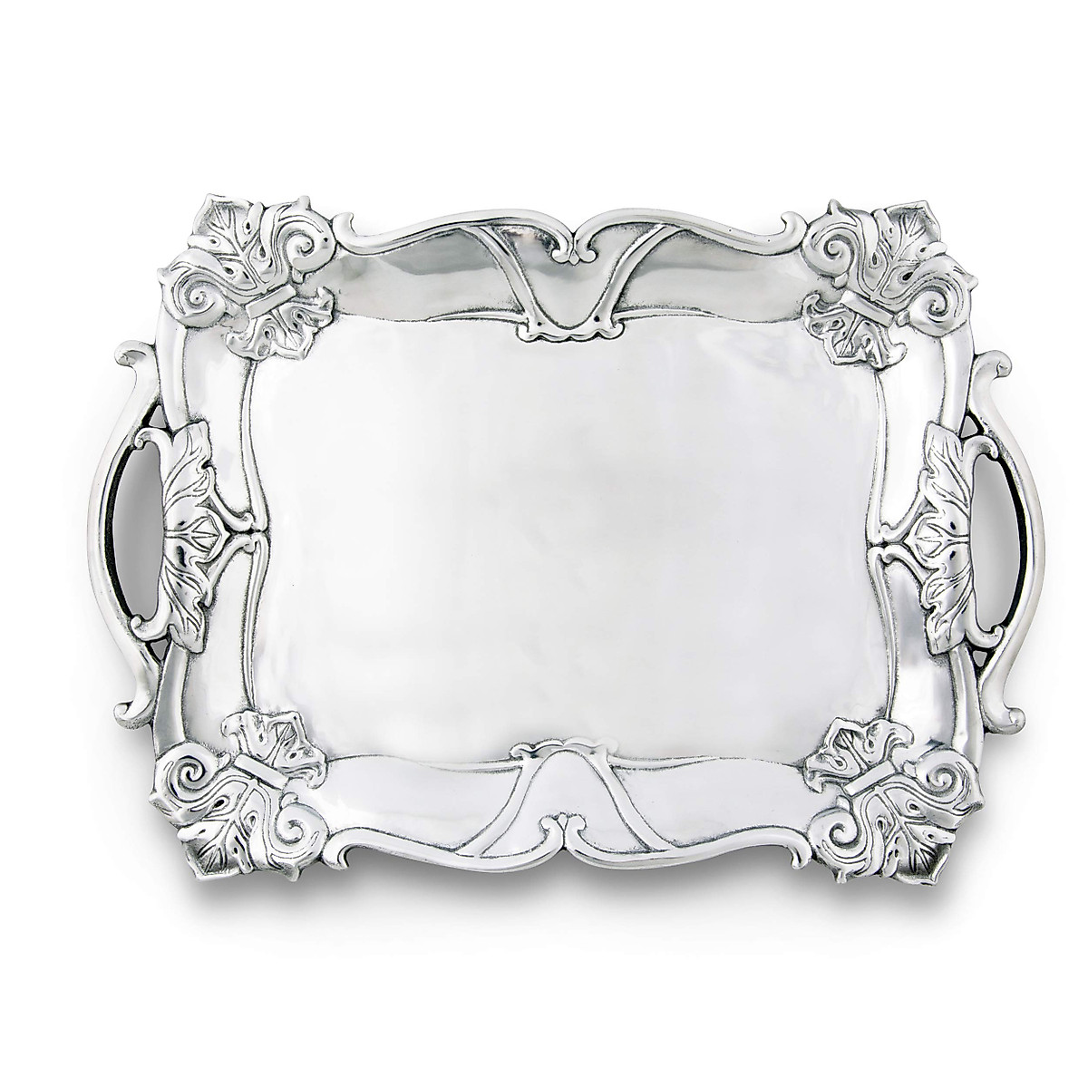 Arthur Court Designs Aluminum Fleur-De-Lis Rectangle 19 inch x 13.5 inch