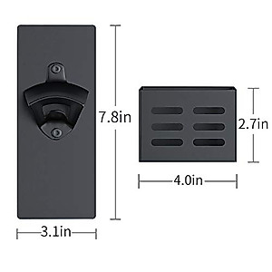 weallbuy Magnetic Bottle Opener with Cap Catcher,Removable Wall Mounted Beer Bottle Opener for Kitchen Fridge,Beer Gifts for Men (black)
