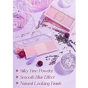 I'm Meme Palette - Afternoon Tea Blusher | Blossom Tea Blended, Cool Tone Blush for Cheek, Soft Pink, Peach, Lavender, 3 Shades Palette, Matte Powder Blush for Face & Cheeks, For All Skin Tones, 0.4oz