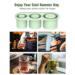 Ice Cube Tray for Stanley Tumbler, Silicone Ice Molds for Freezer, Ice Maker for Whiskey, Coffee, BPA-free (Green)