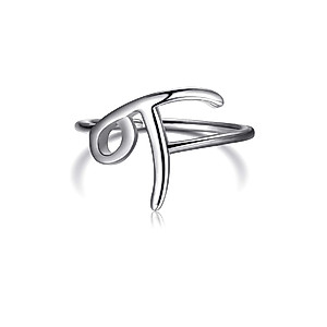 FANZE Letter Ring for Women, 925 Sterling Silver Dainty Initial Alphabet Ring Birthday Gift, Personality Jewelry for Women Mother Friends