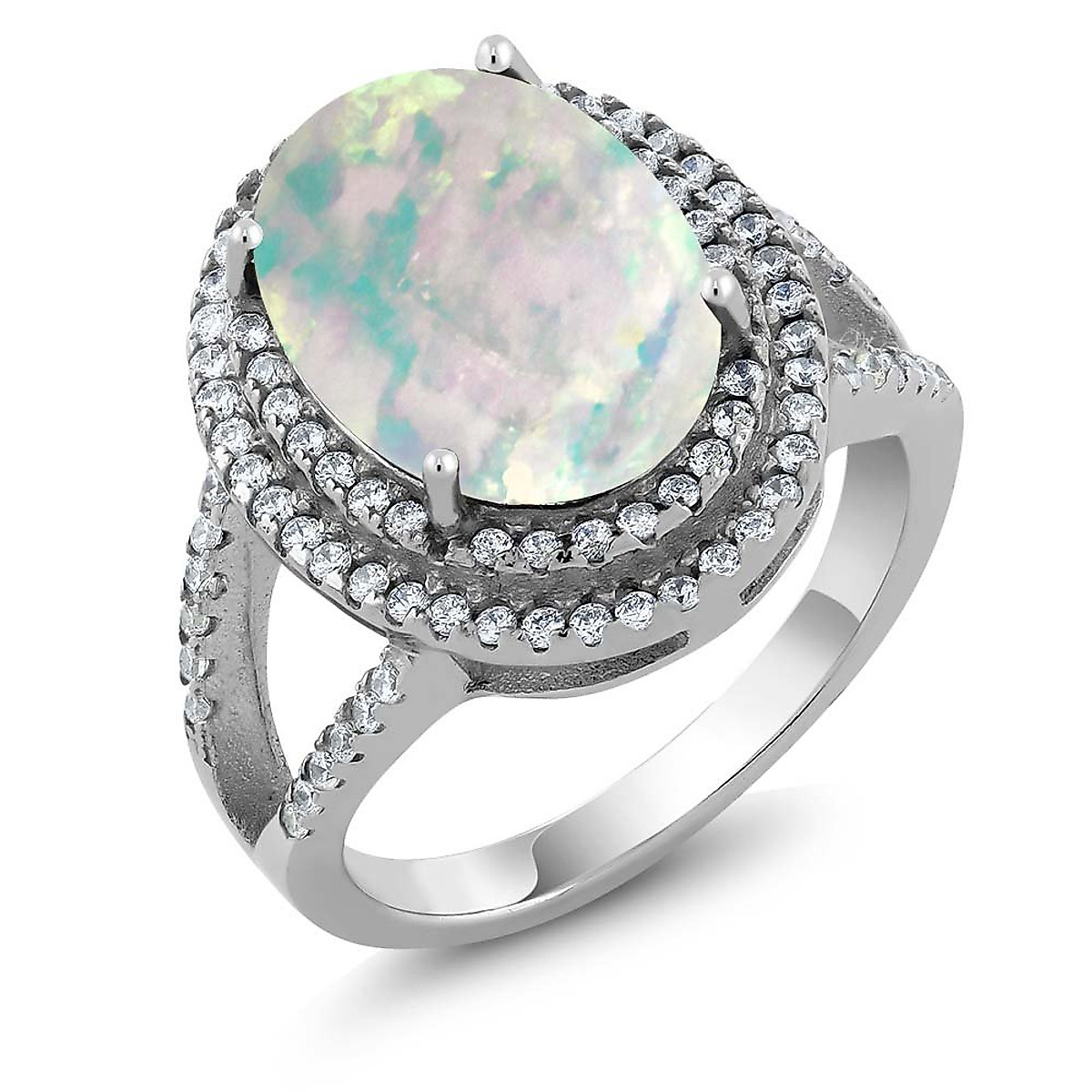 Gem Stone King 925 Sterling Silver 14X10MM Oval Gemstone Birthstone Ring For Women | Wedding Engagement Anniversary Promise Ring For Women | Available In Size 5, 6, 7, 8, 9