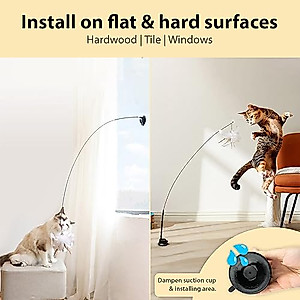 Leo's Paw The Original Interactive Bird Simulation Cat Toy Set Realistic Colorful Feathers Bells Wand Self-Holding Suction Base Stimulating Real-Life Flying Bird Impression Hunting Play (w. 5 Birds)