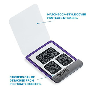 OUTLINX QR Smart Stickers | Stick Digital Notes to Your Things | Blackout 4-Pack Bundle 32x Stickers