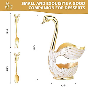 Gold Swan Base Holder,Table Decorative Swan Dessert Spoons Organizer Base Spoons Holder with 6pcs Coffee Spoon set,Elegant Gold Dessert Spoons,Premium Zinc Alloy Swan Base Spoon Organizer (Gold)