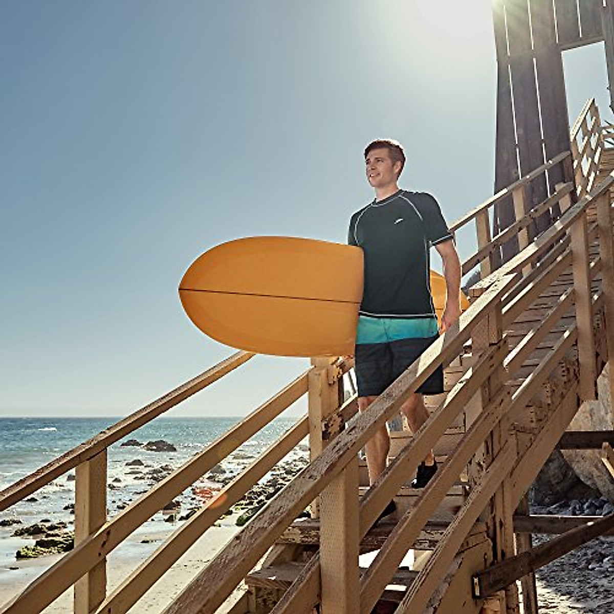 Speedo mens Uv Swim Short Sleeve Loose Fit Easy Tee - Manufacturer Discontinued Rash Guard Shirt, Speedo Black, 3X-Large Big Tall US